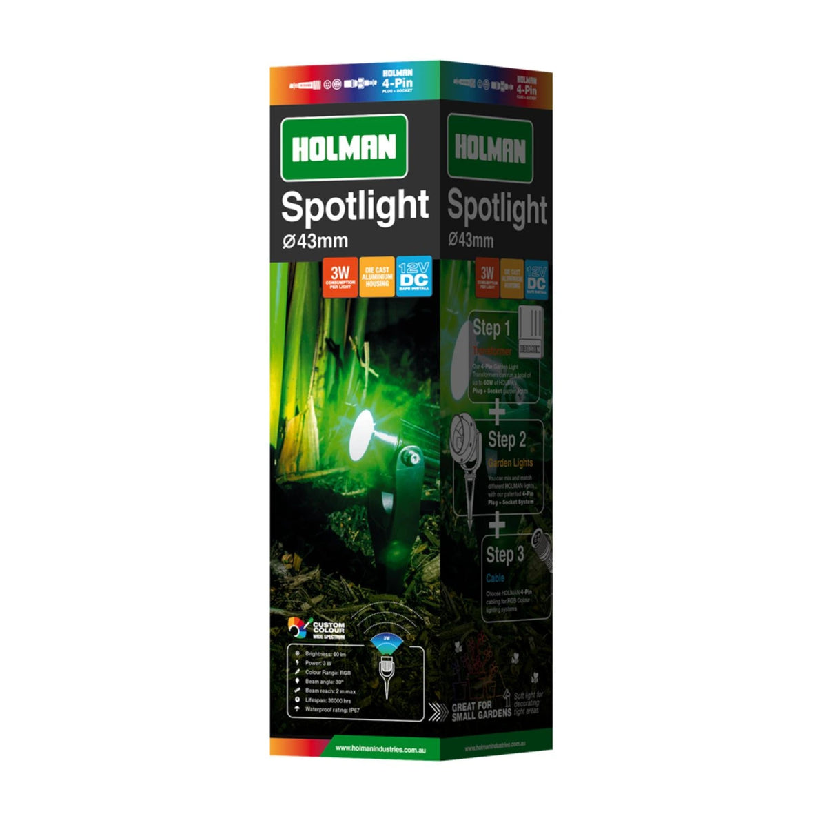 Holman 43mm RGB Colour Spotlight – 3W LED – Desert Green Supply