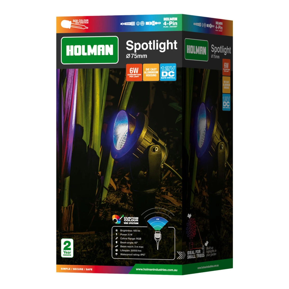 Holman 75mm RGB Colour Spotlight – 6W LED – Desert Green Supply